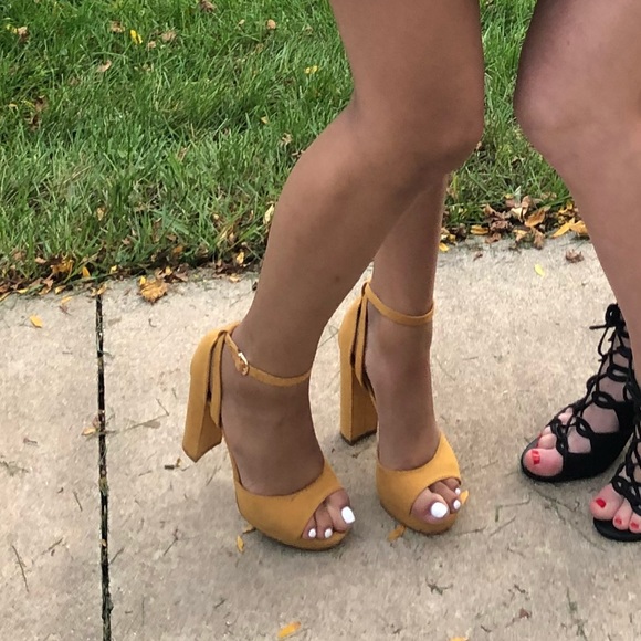 Shoes | Mustard Yellow Chunky Pumps | Poshmark